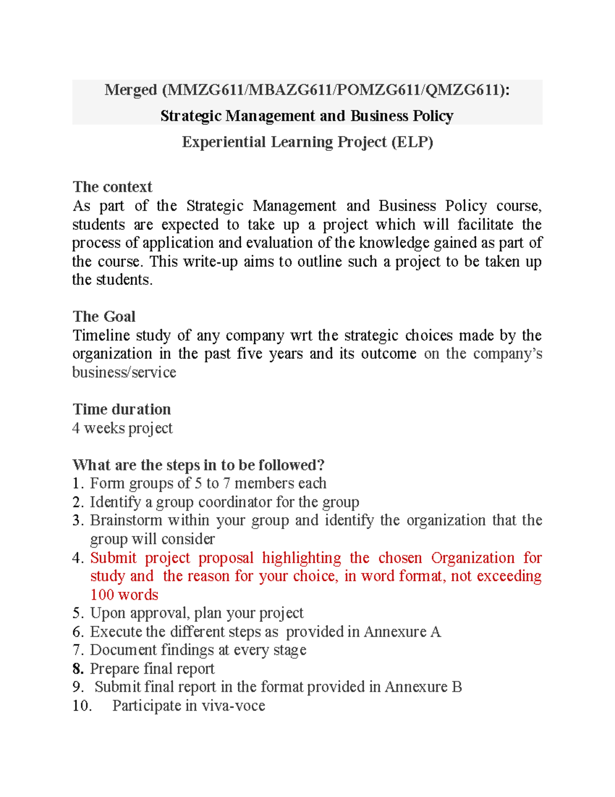Strategic Management Project Assignment Guidelines - Merged (MMZG611 ...