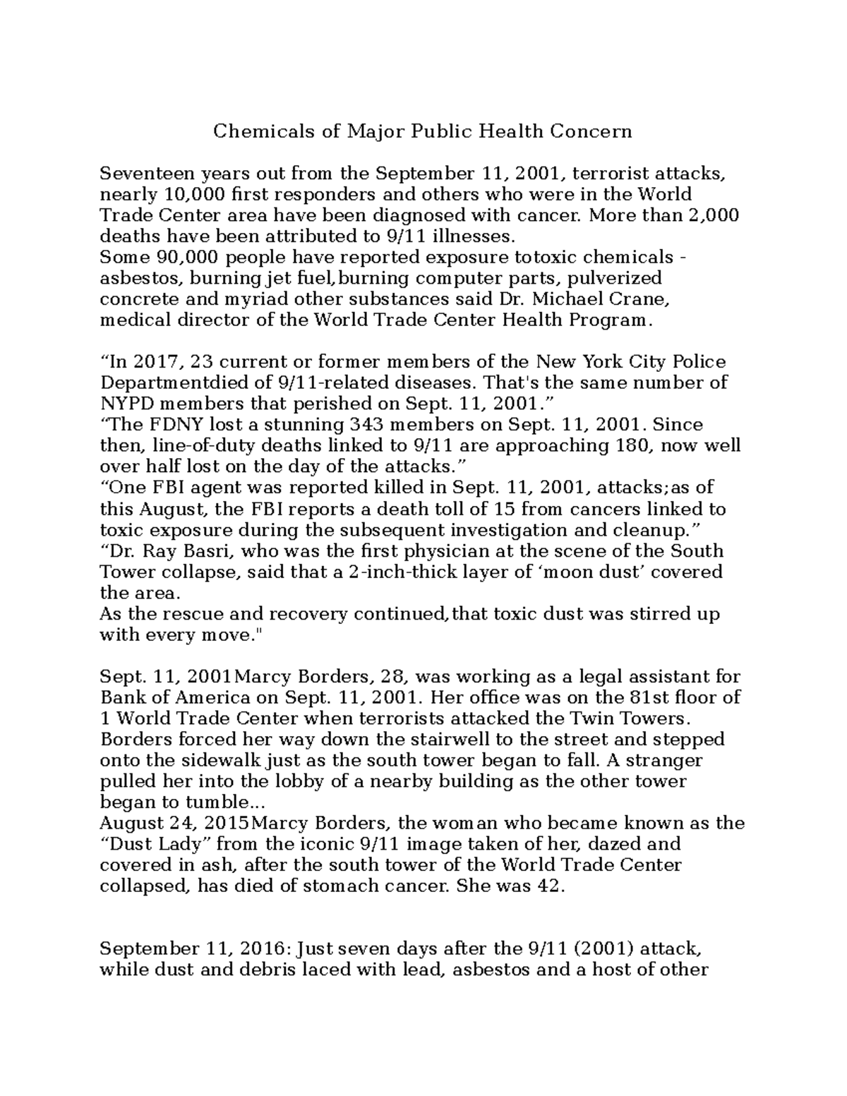 EHWeek 3 - Dr. Axelrad lecture - Chemicals of Major Public Health ...