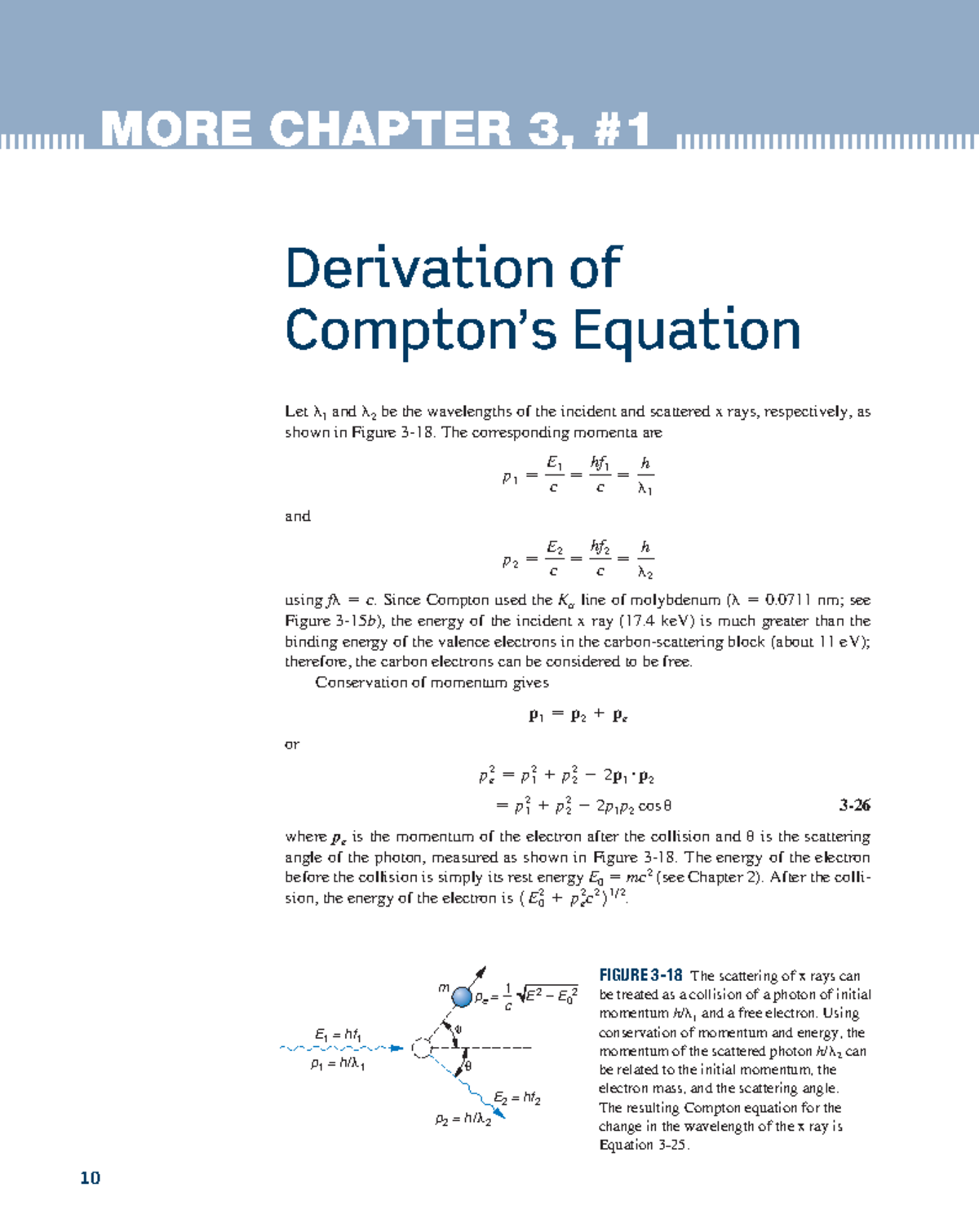 Compton effect - 10 MORE CHAPTER 3, Derivation of Compton’s Equation Let 1 and 2 be the - Studocu