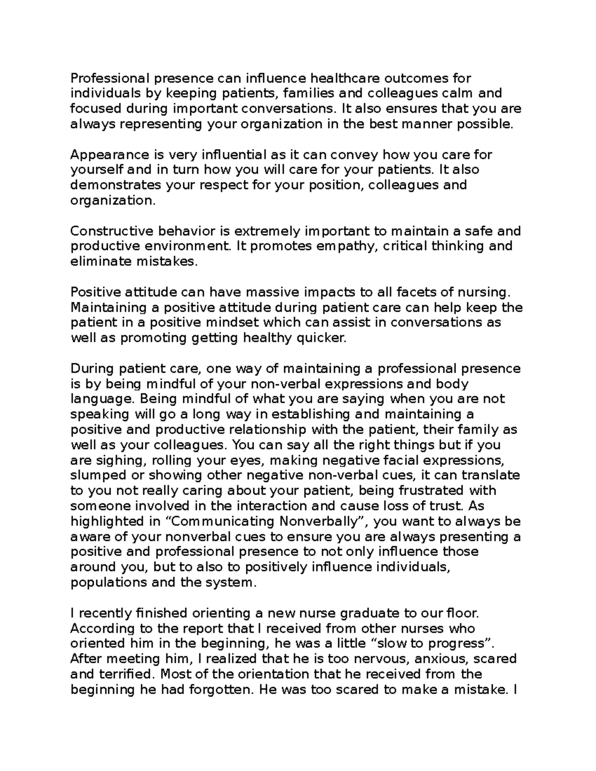 Unit 2 - Unit 2 assignment - passed - Professional presence can ...