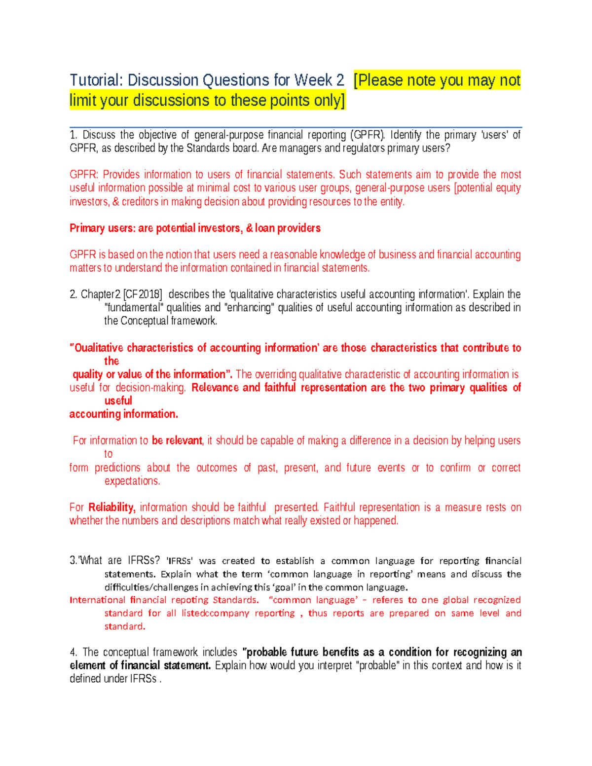 Tutorial 1Ans, 2023 - Solution - Tutorial: Discussion Questions for ...