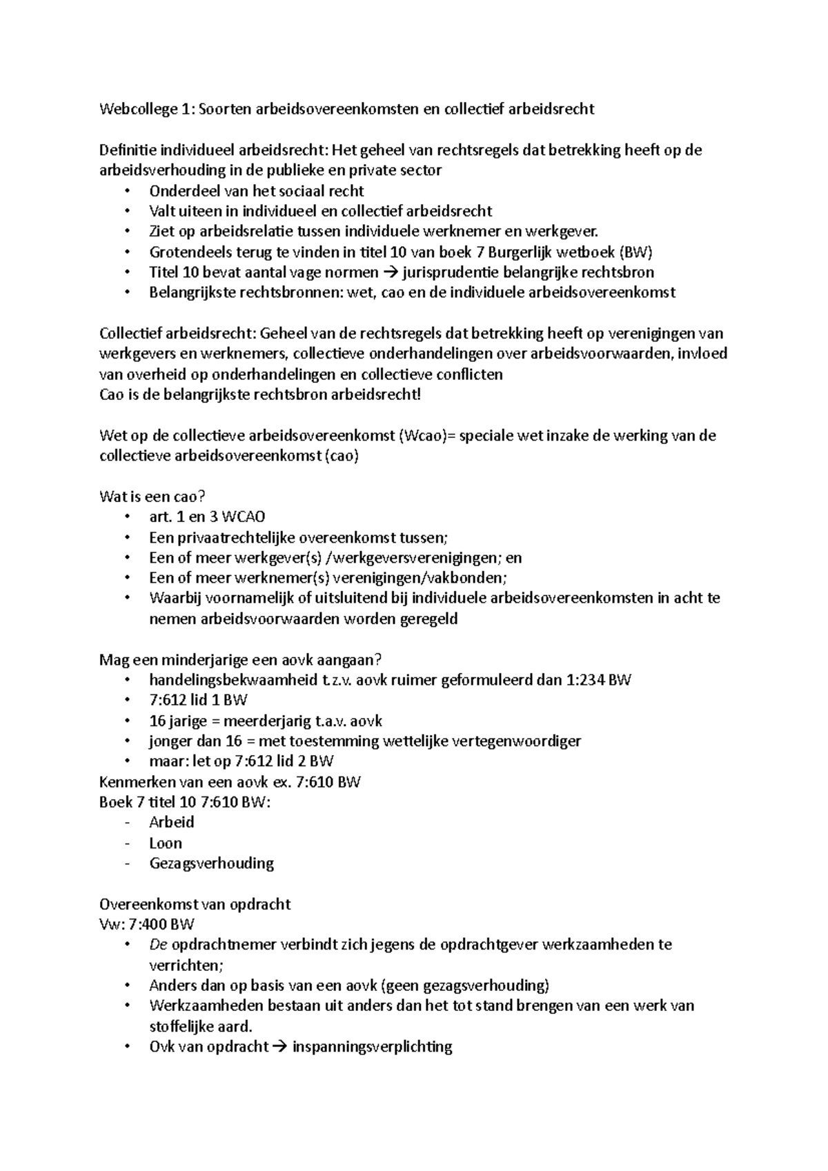 Arbeidsrecht webcolleges - Webcollege 1: Soorten arbeidsovereenkomsten ...