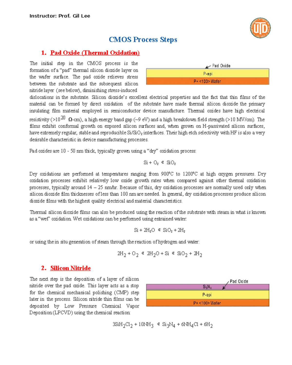 MKSHand Book - fABRICATION PROCESS OF CMOS - CMOS Process Steps 1. Pad ...