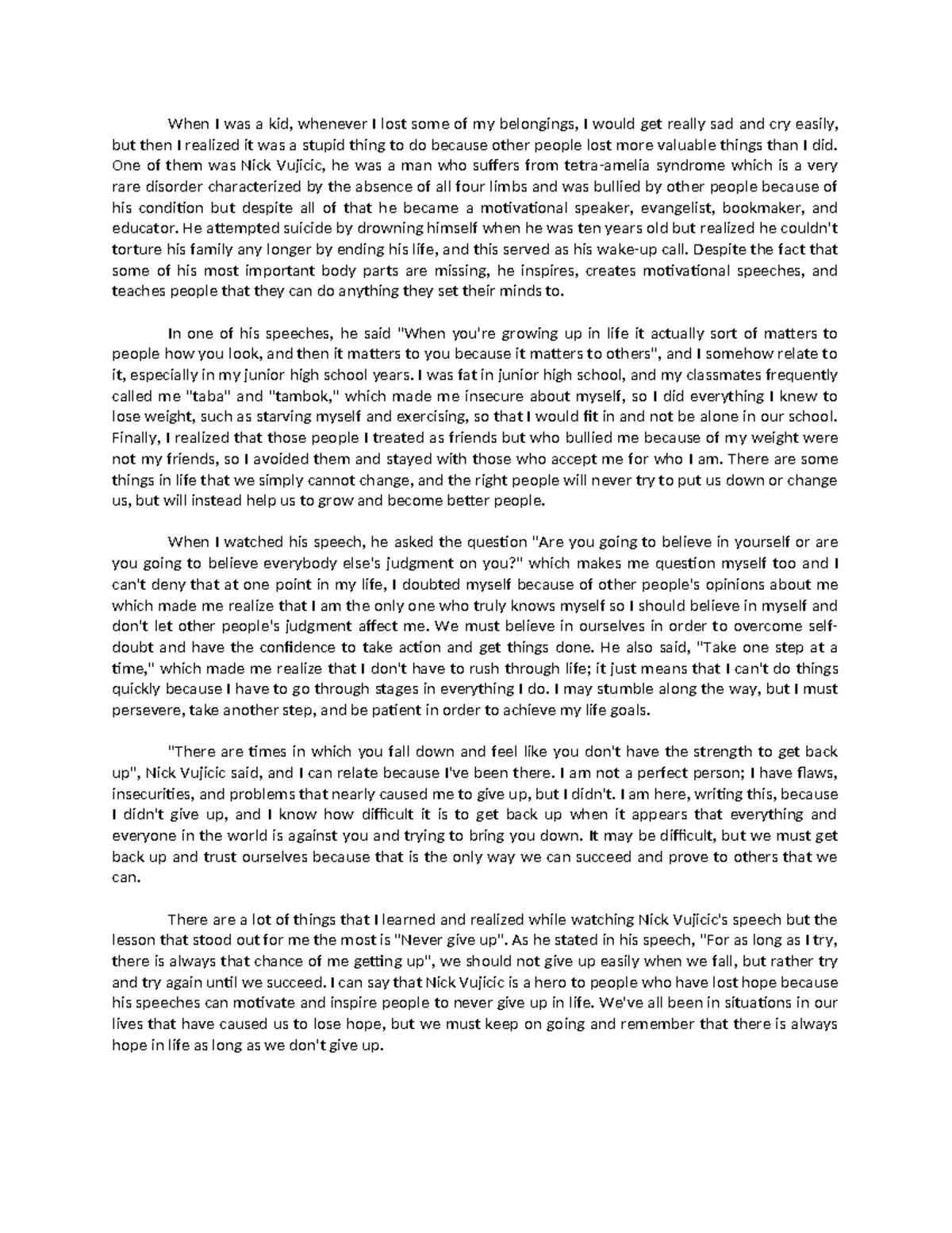 Essay - Life - When I was a kid, whenever I lost some of my belongings ...