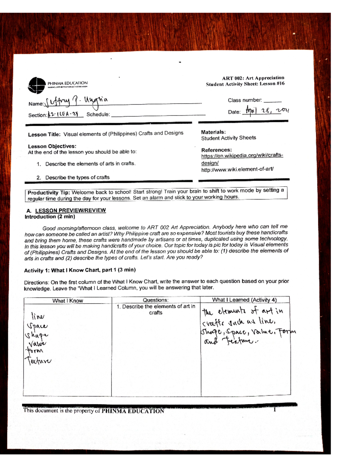 Visual elements of ph crafts - Civil Engineering - Studocu