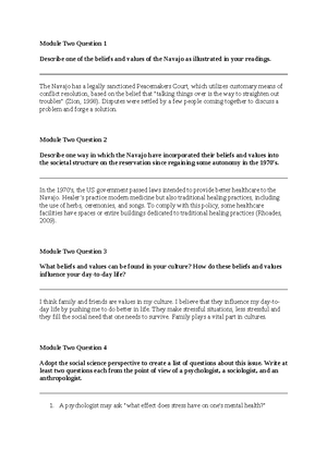 Module 3 short answer - Module Three Question 1 In the textbox provided, brainstorm a list of ...