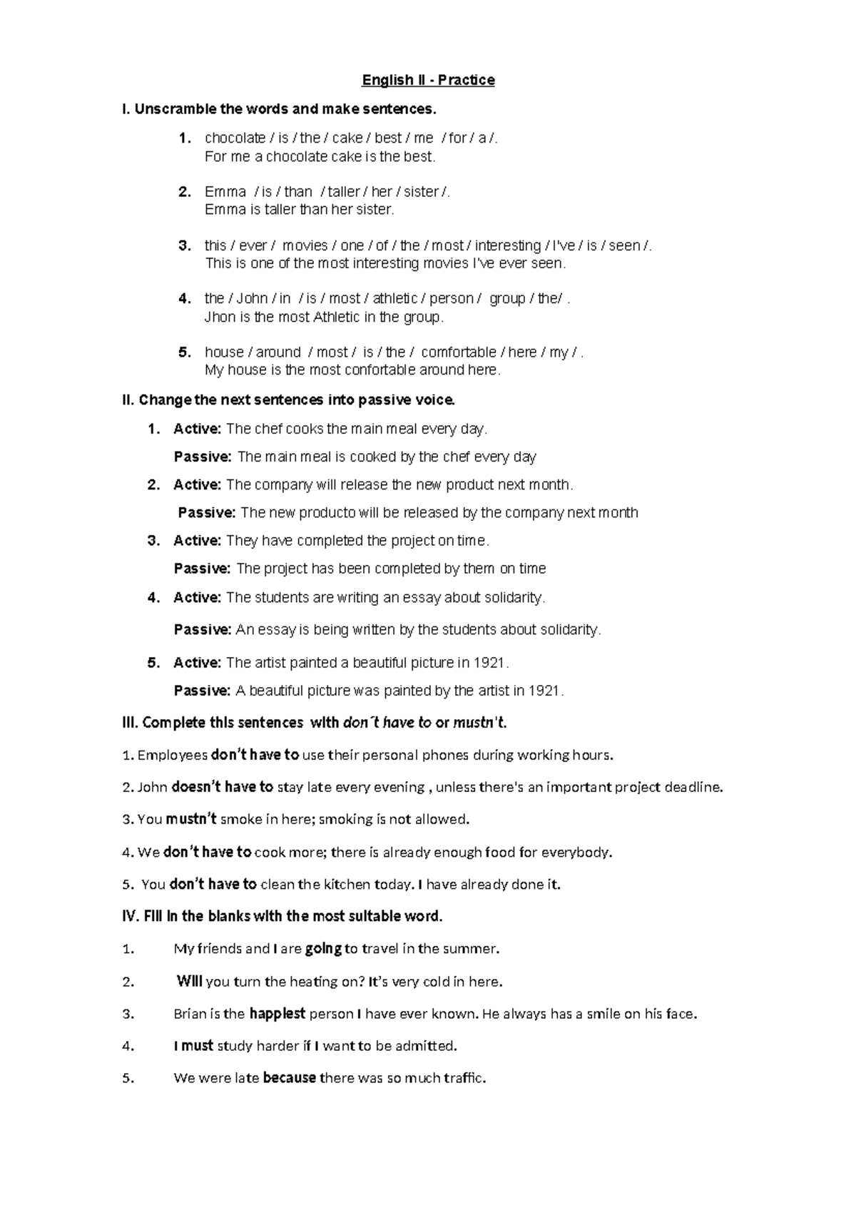 Practice English II - xdcfvgbhnjmk,l - English II - Practice I ...