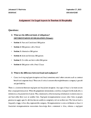 Chapter 5 Laws Regulating Travel and Tours Services - HM 414 (LEGAL ...