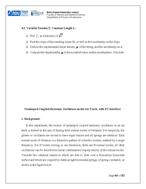 Resonance Modes of a Stretched String lab report - Resonance Modes of a Stretched String October ...
