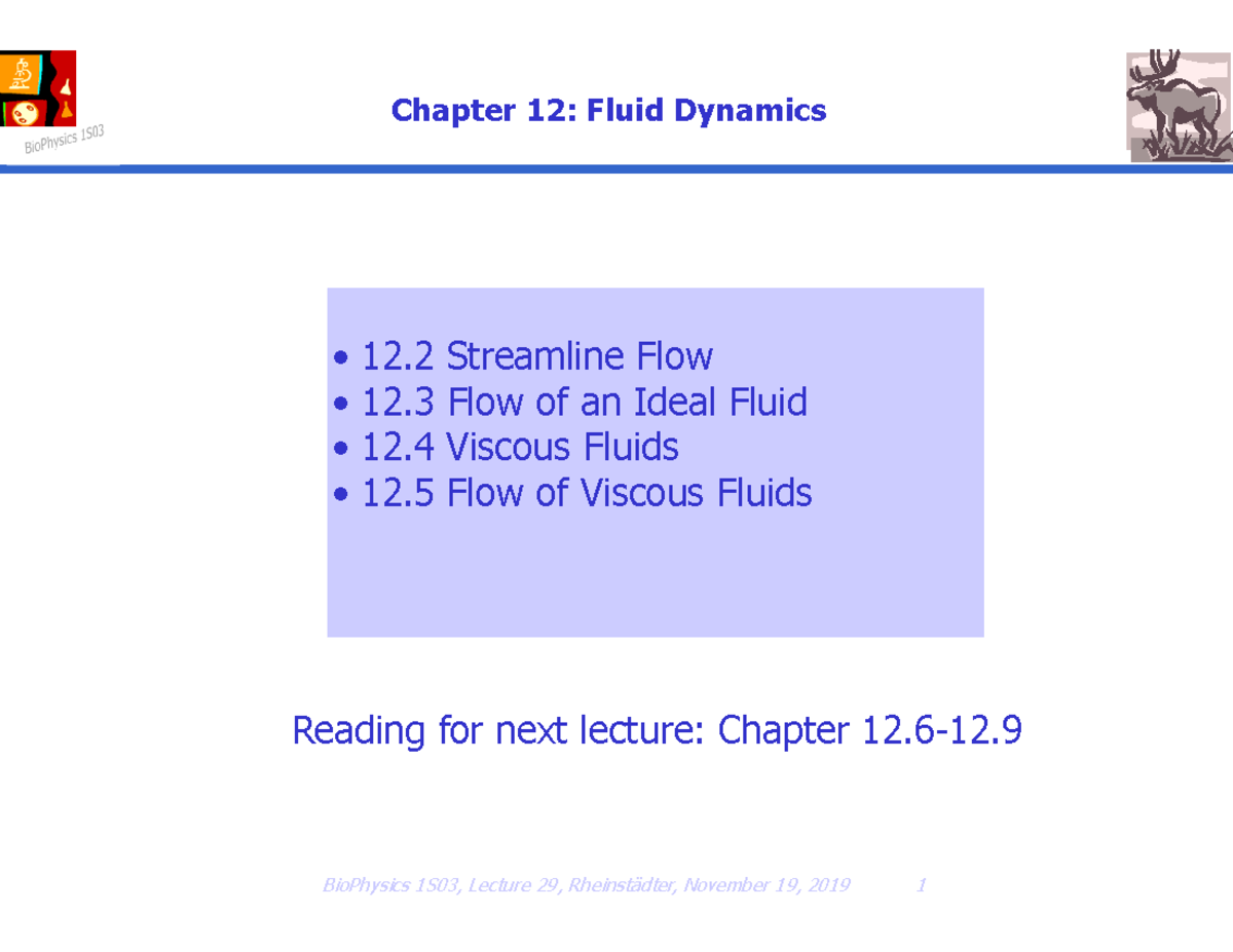 1S03 Lecture 29 11192019 PDF - Chapter 12: Fluid Dynamics 12 Streamline ...