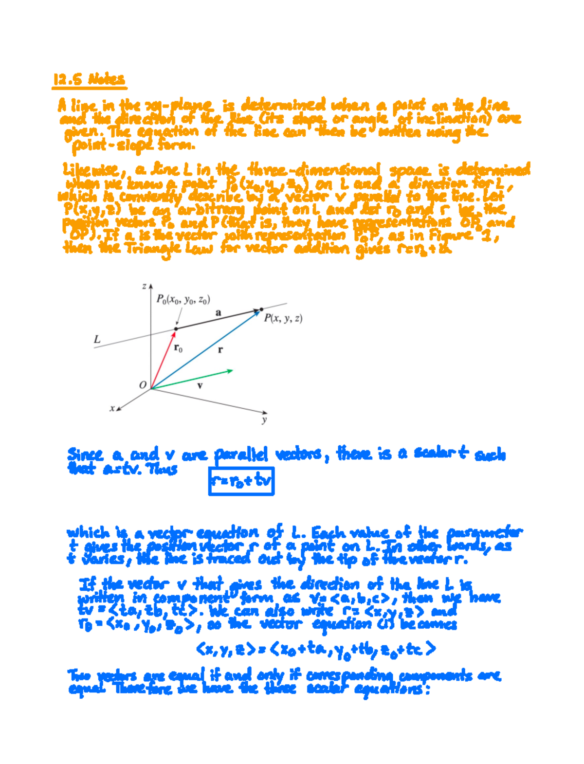 12.5 - 12.6 Notes - Parametric and Vector Equations - 2 5 Notes A line ...