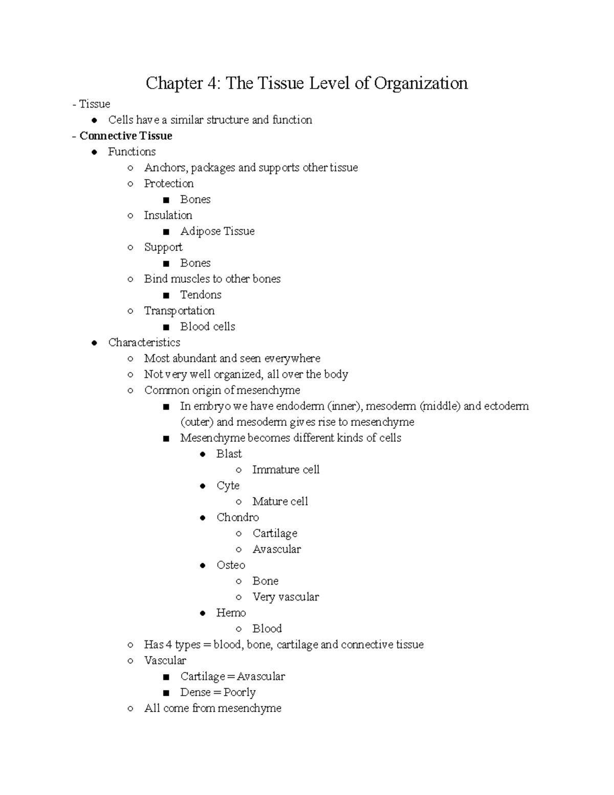 The Tissue Level of Organization - Anatomy and Physiology I - Chapter 4 ...