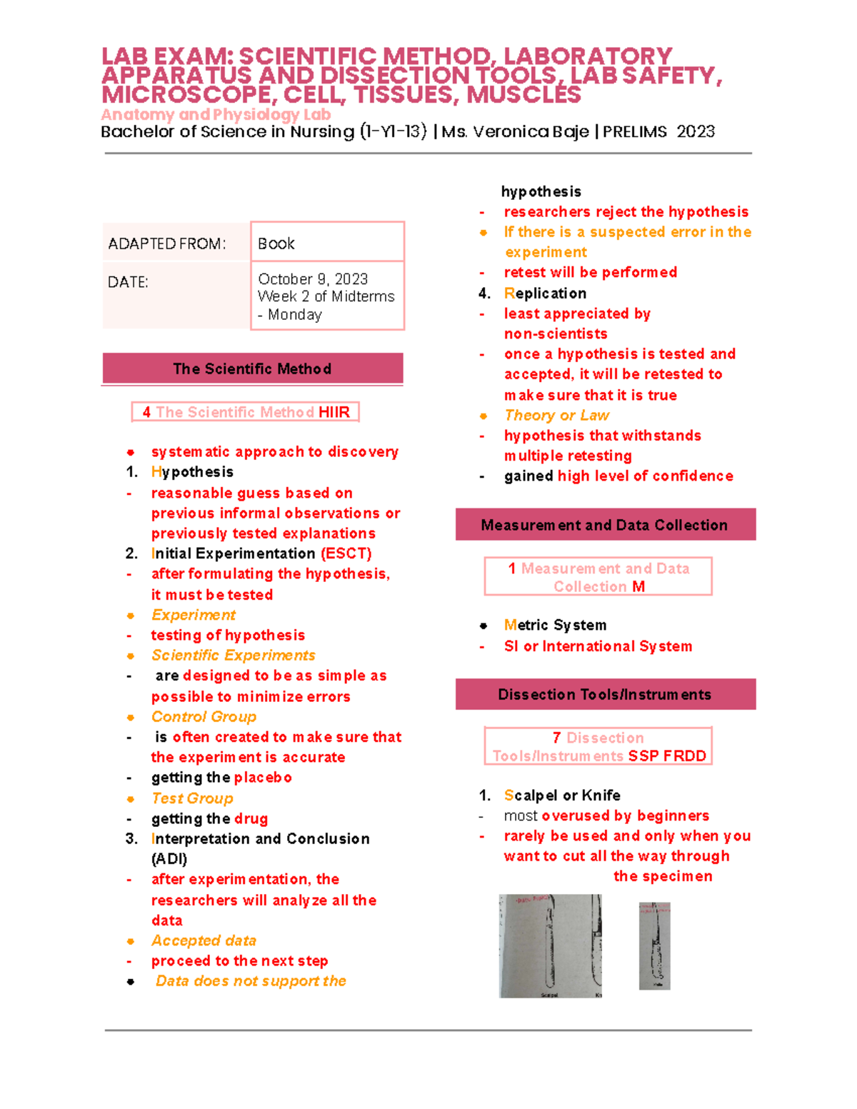 Moving EXAM ANPH 25-25 - APPARATUS AND DISSECTION TOOLS, LAB SAFETY ...