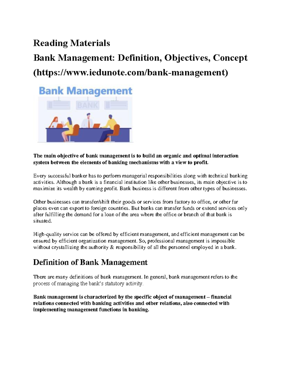 Reading Materials- Bank Management - Reading Materials Bank Management ...