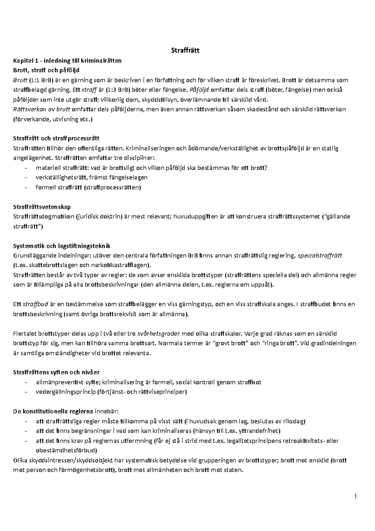 Straffrätt - bok - Straffrätt Kapitel 1 - inledning till kriminalrätten ...