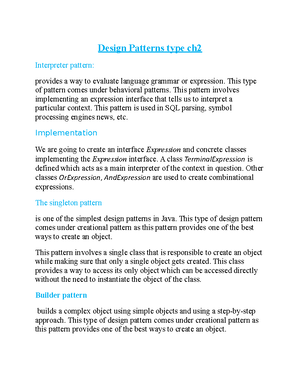 Intro Design Patterns - Design Patterns Design patterns are typical solutions to common problems ...