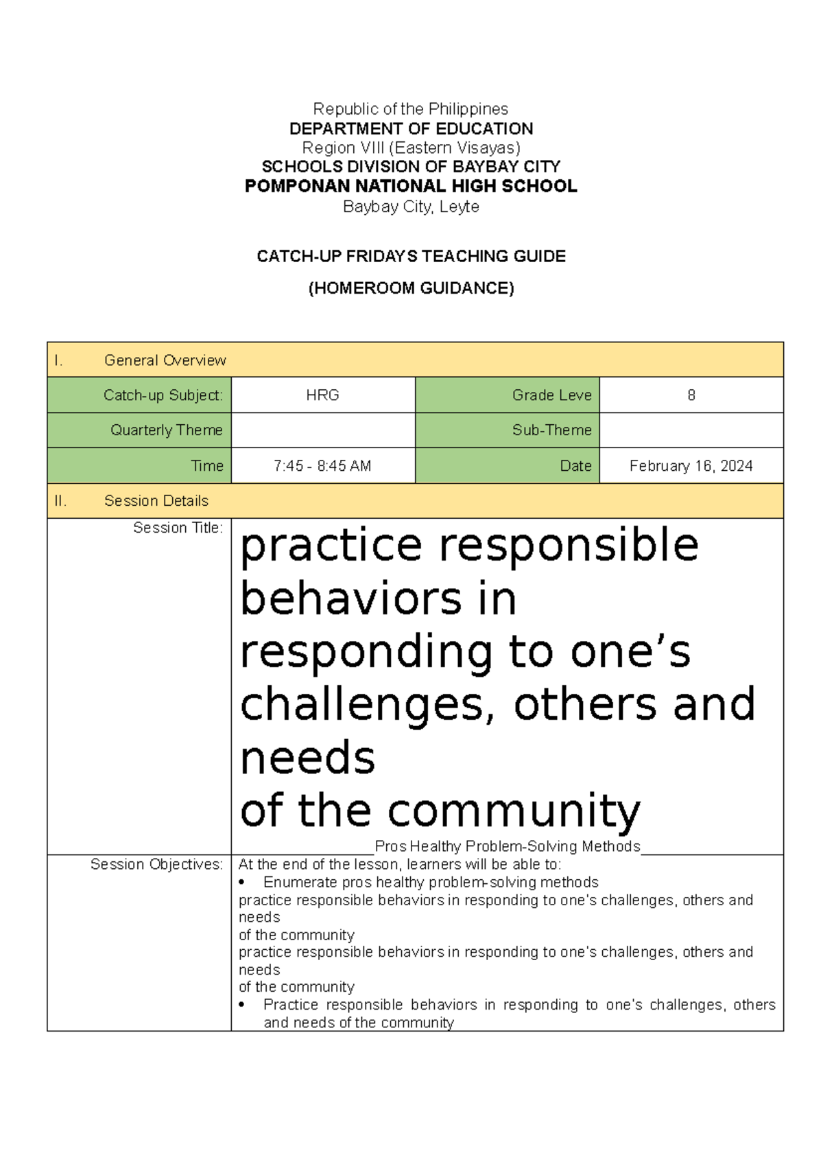 TG (HRG2) - Summary Human Resource Management - Republic of the ...