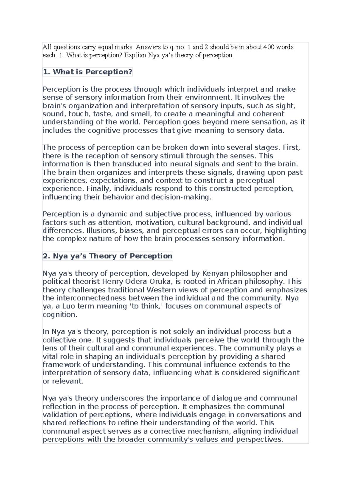 Philosophy IGNOU assignment 2023 2024 - All questions carry equal marks ...