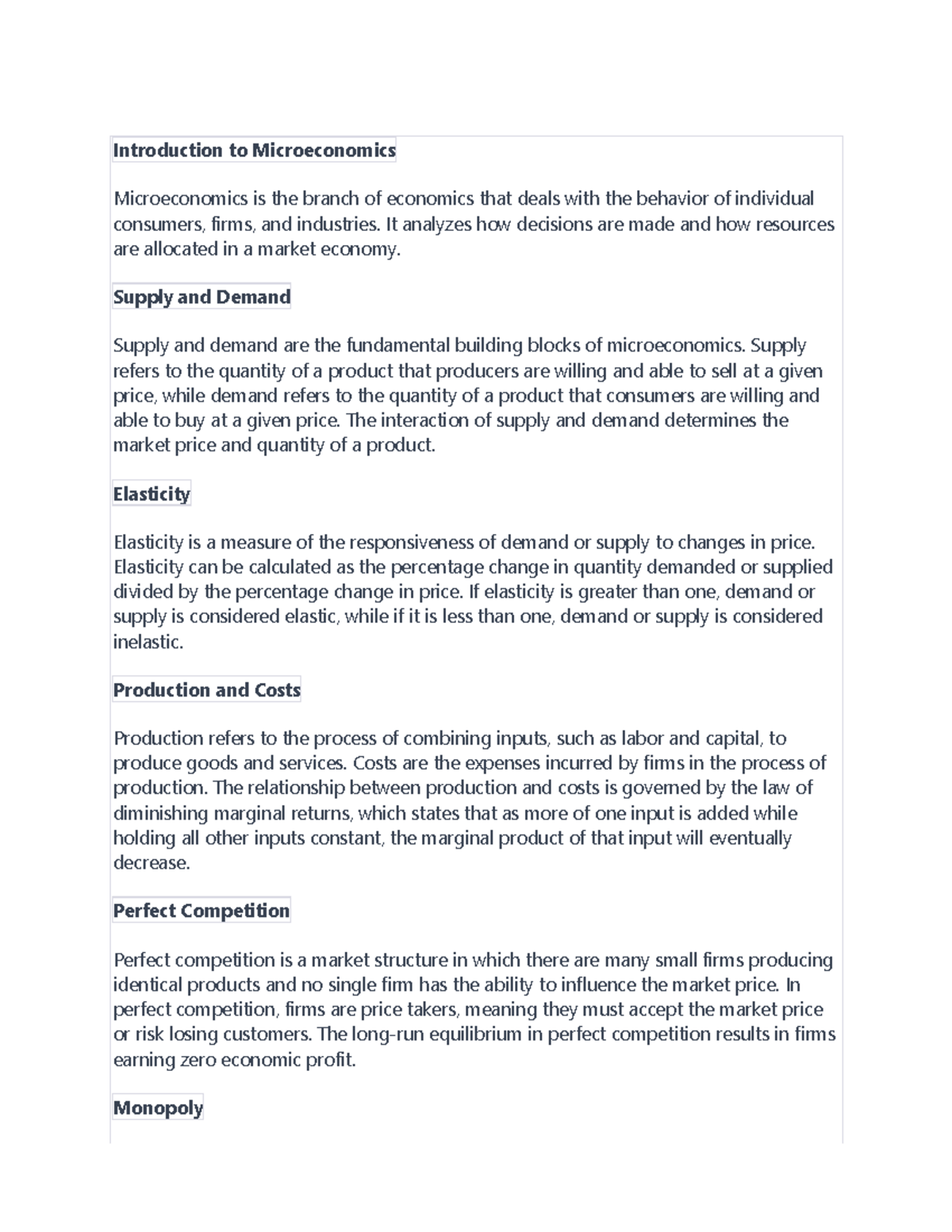 Introduction to Microeconomics - Introduction to Microeconomics ...
