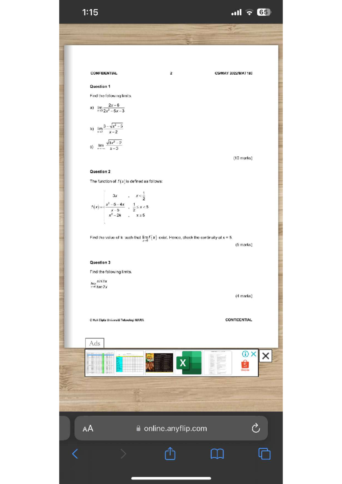 MAT183 exercises test 1 - Calculus 1 - Studocu