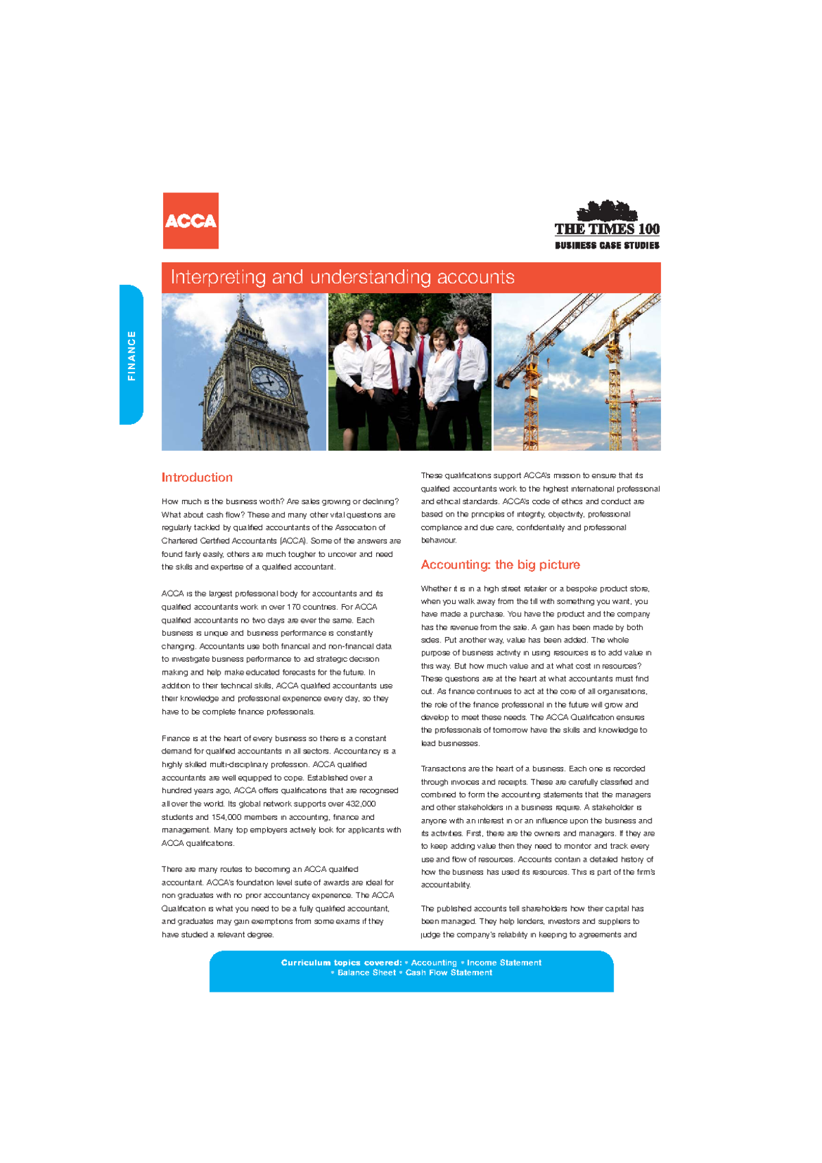 Accounting ACCA Case study - Introduction How much is the business ...