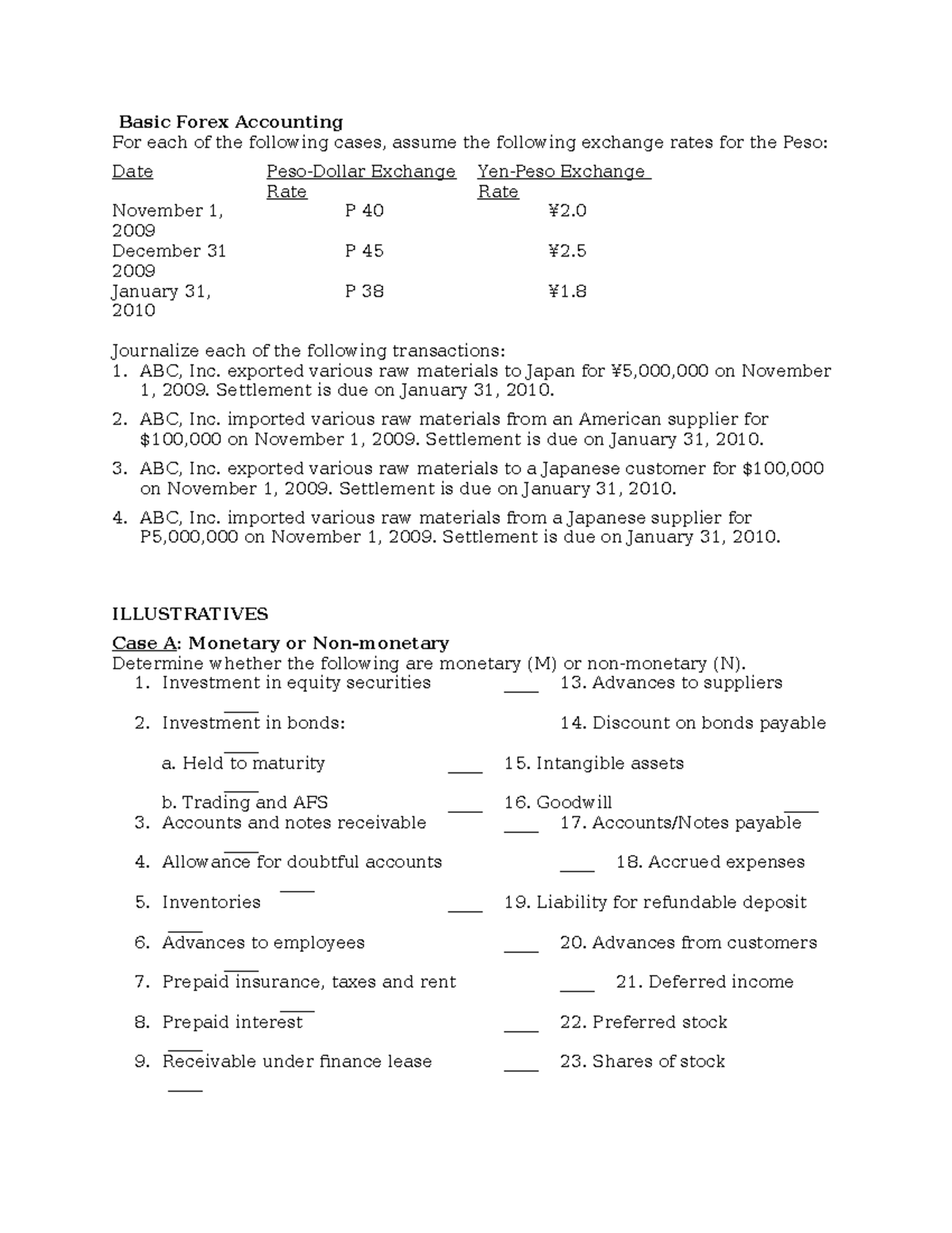 Foreign Exchange Rate - Basic Forex Accounting For each of the ...