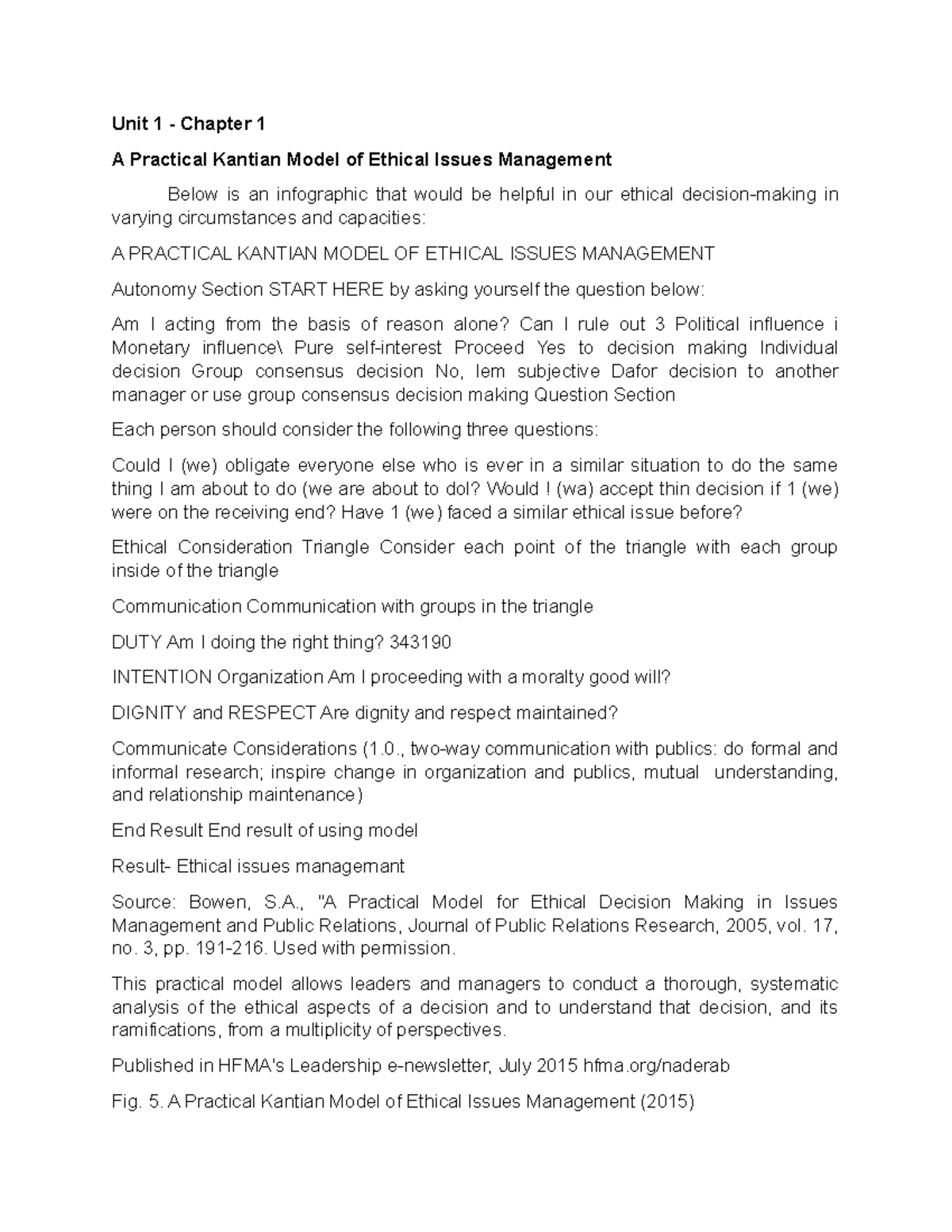 A Practical Kantian Model of Ethical Issues Management - , two-way ...