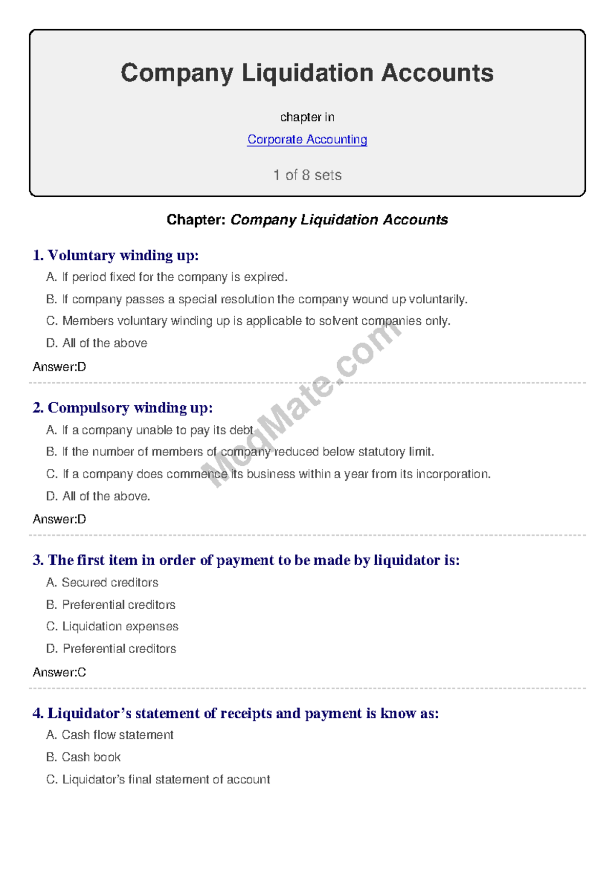 Company-liquidation-accounts-corporate-accounting [set 1] - McqMate ...