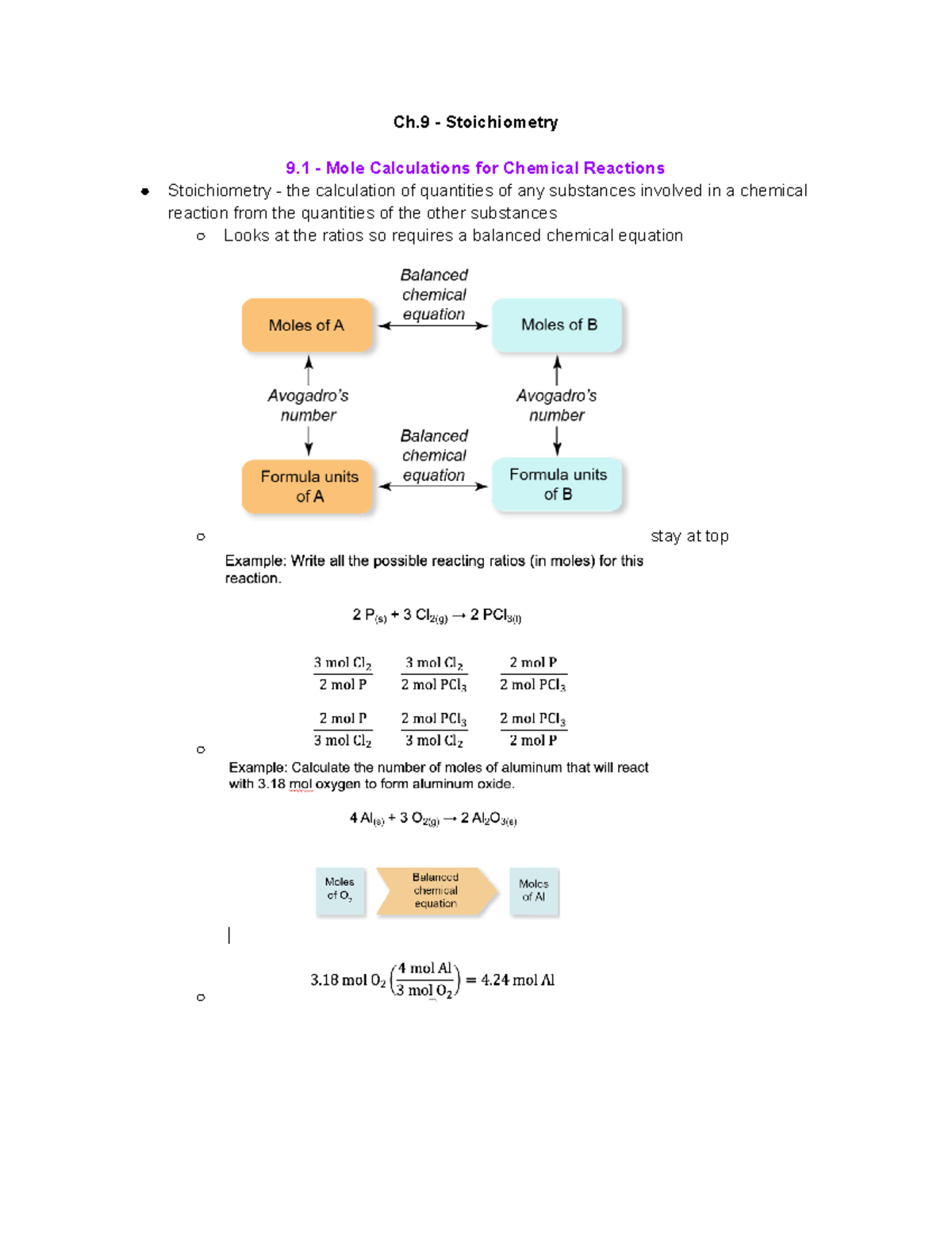 Ch.9 Stoichometry - notes - Ch - Stoichiometry 9 - Mole Calculations ...