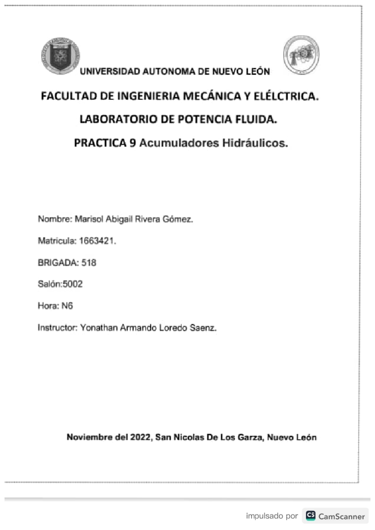 Practica 9 - Potencia Fluida Y Laboratorio - Studocu