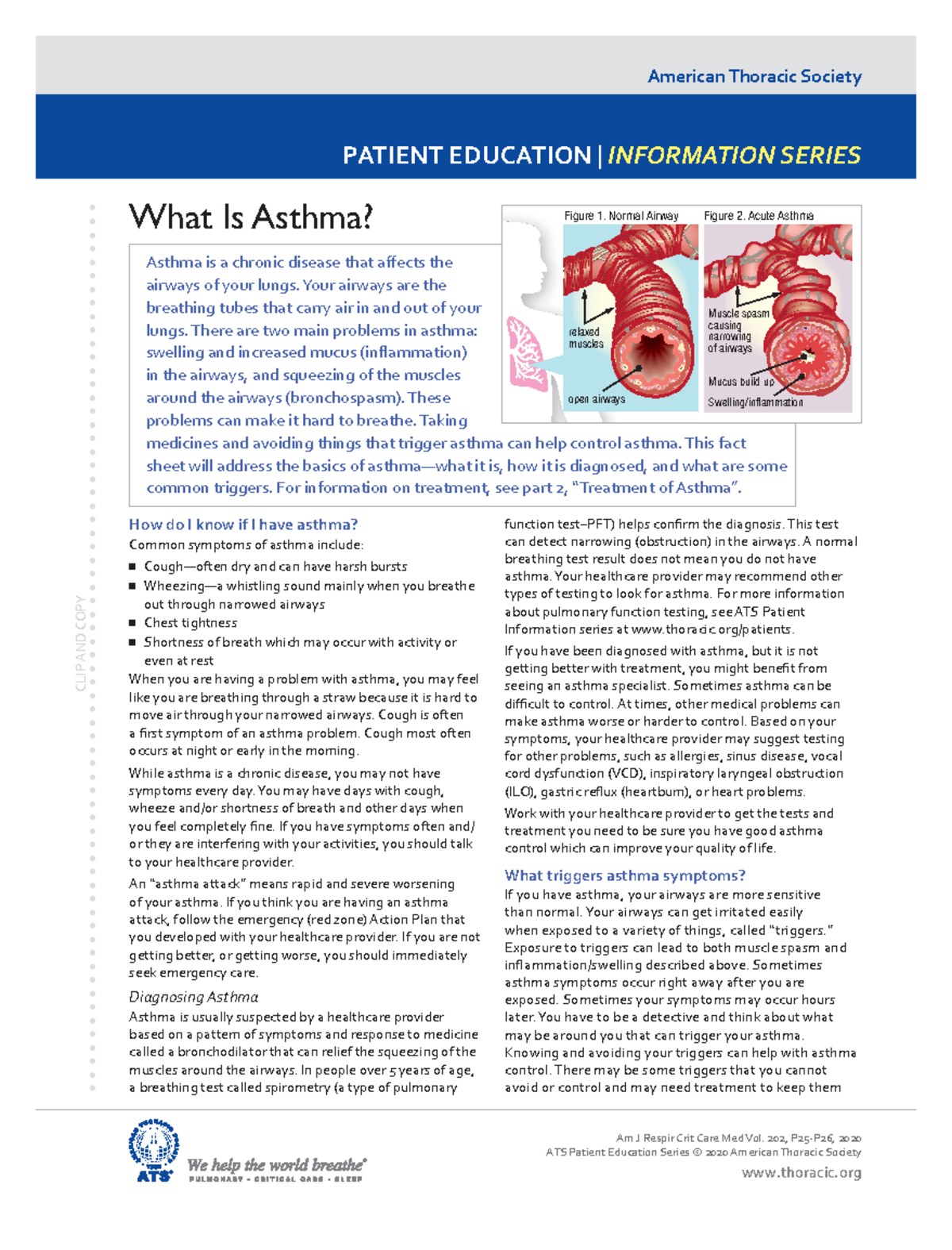 Asthma 1 - Notes regarding respiratory problems - American Thoracic ...