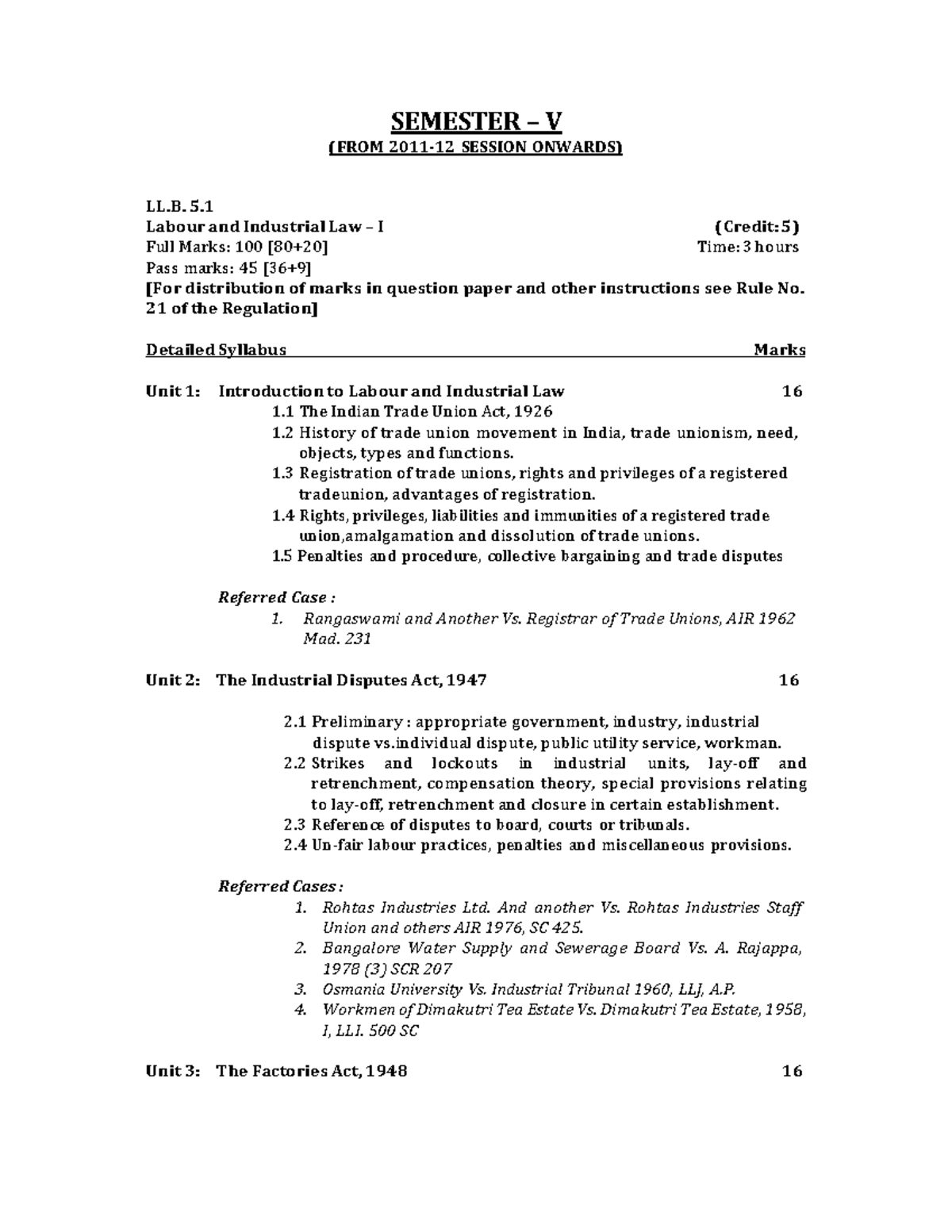 5th Sem LLB (Full Syllabus) - SEMESTER – V (FROM 2011‐12 SESSION ...