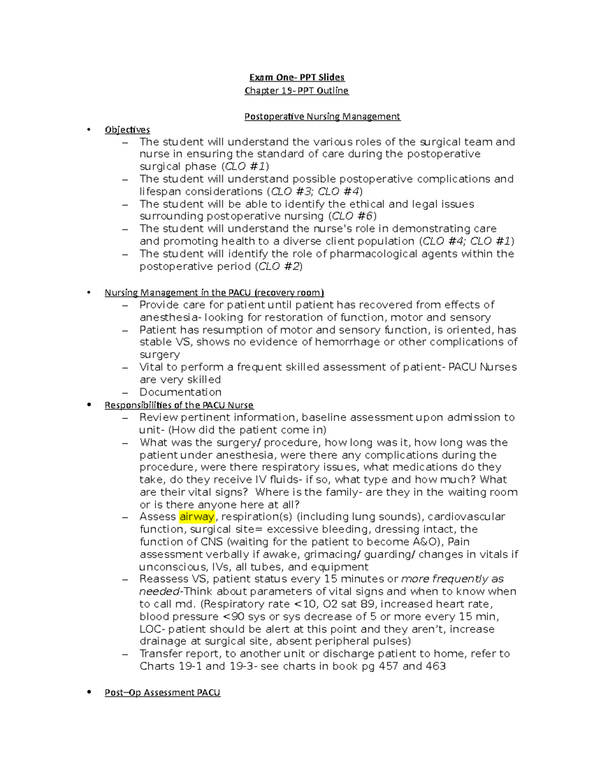 3- Exam 1- Chapter 19 - notes - Exam One- PPT Slides Chapter 19- PPT ...