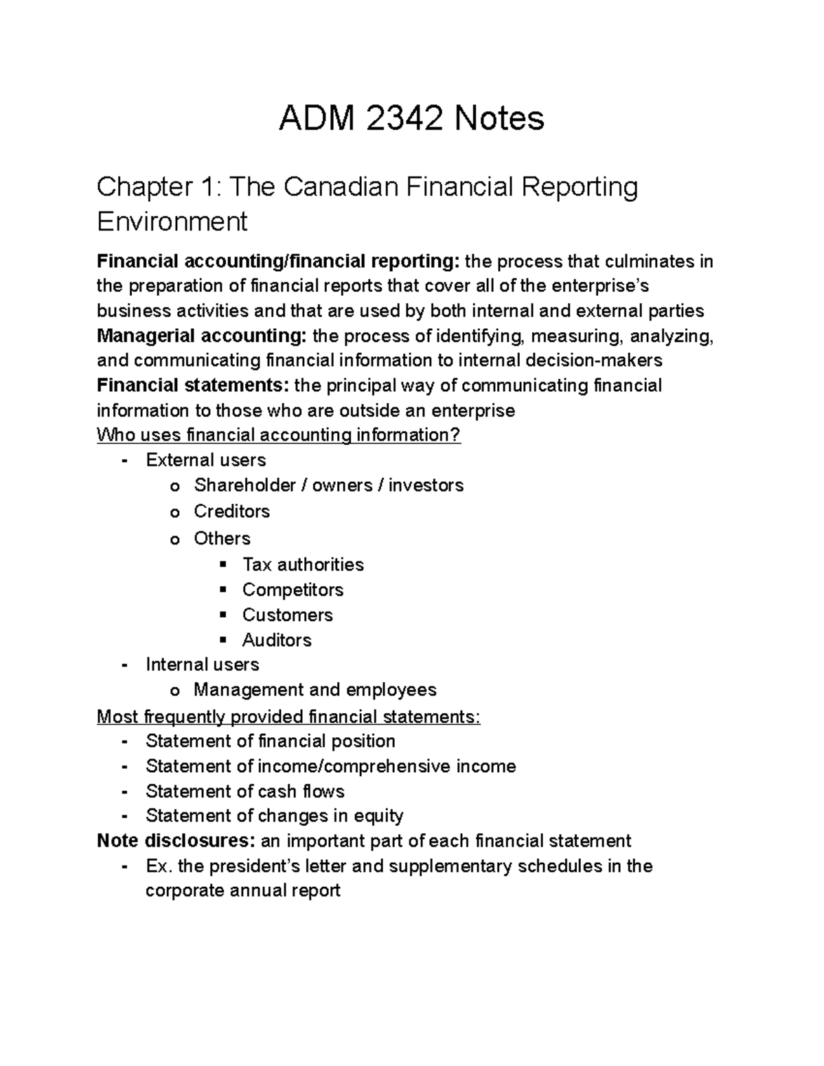 ADM 2342 Notes ADM 2342 Notes Chapter 1 The Canadian Financial adm-2342-notes-adm-2342-notes-chapter-1-the-canadian-financial