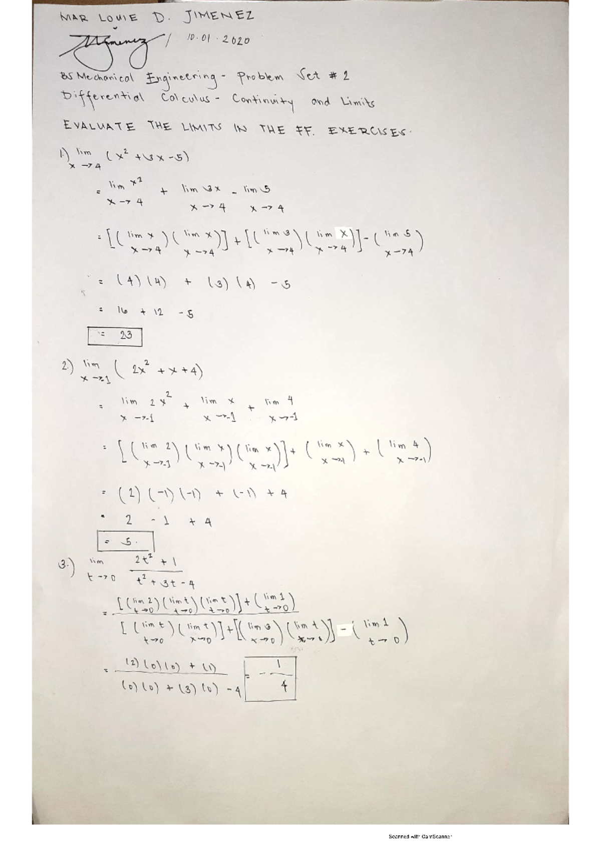 Problem SET 2 Differential Calculus - Calculus 1 - PangSU - Studocu