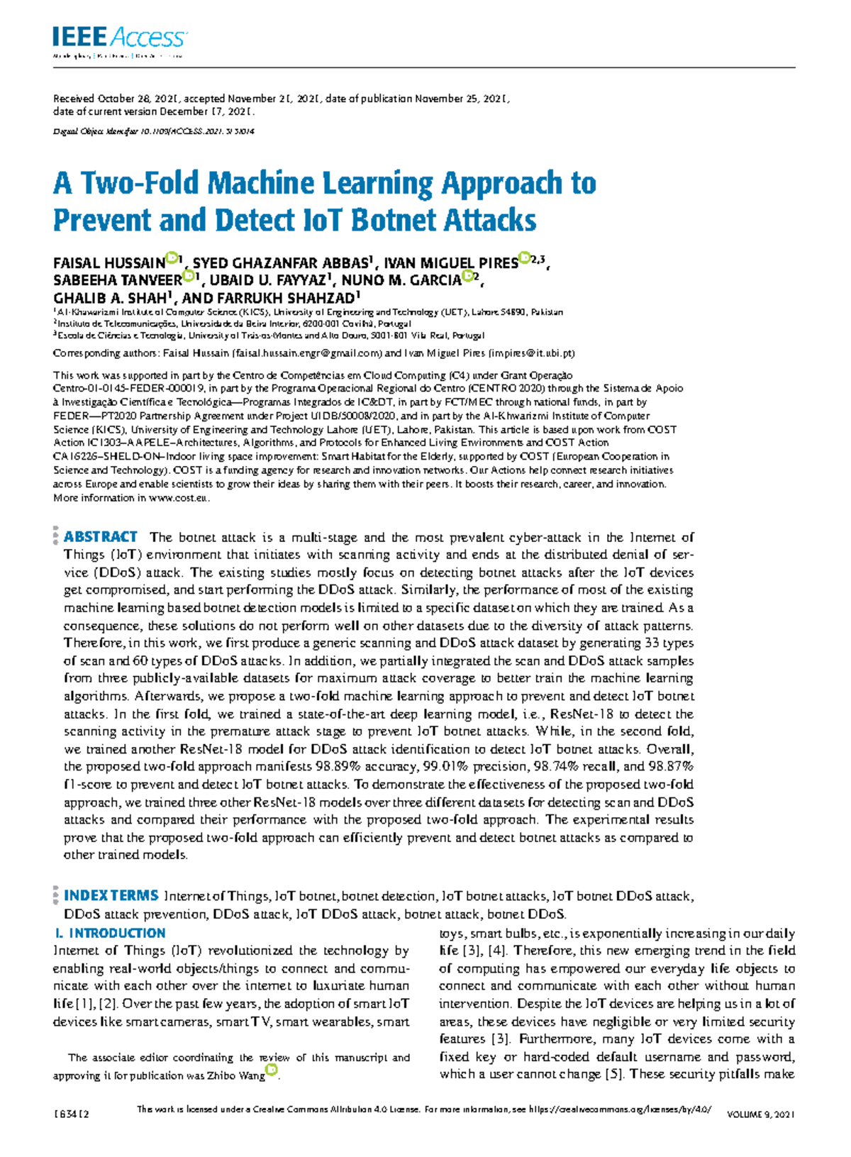 A Two Fold Machine Learning Approach To Prevent And Detect Io T Botnet Attacks Received