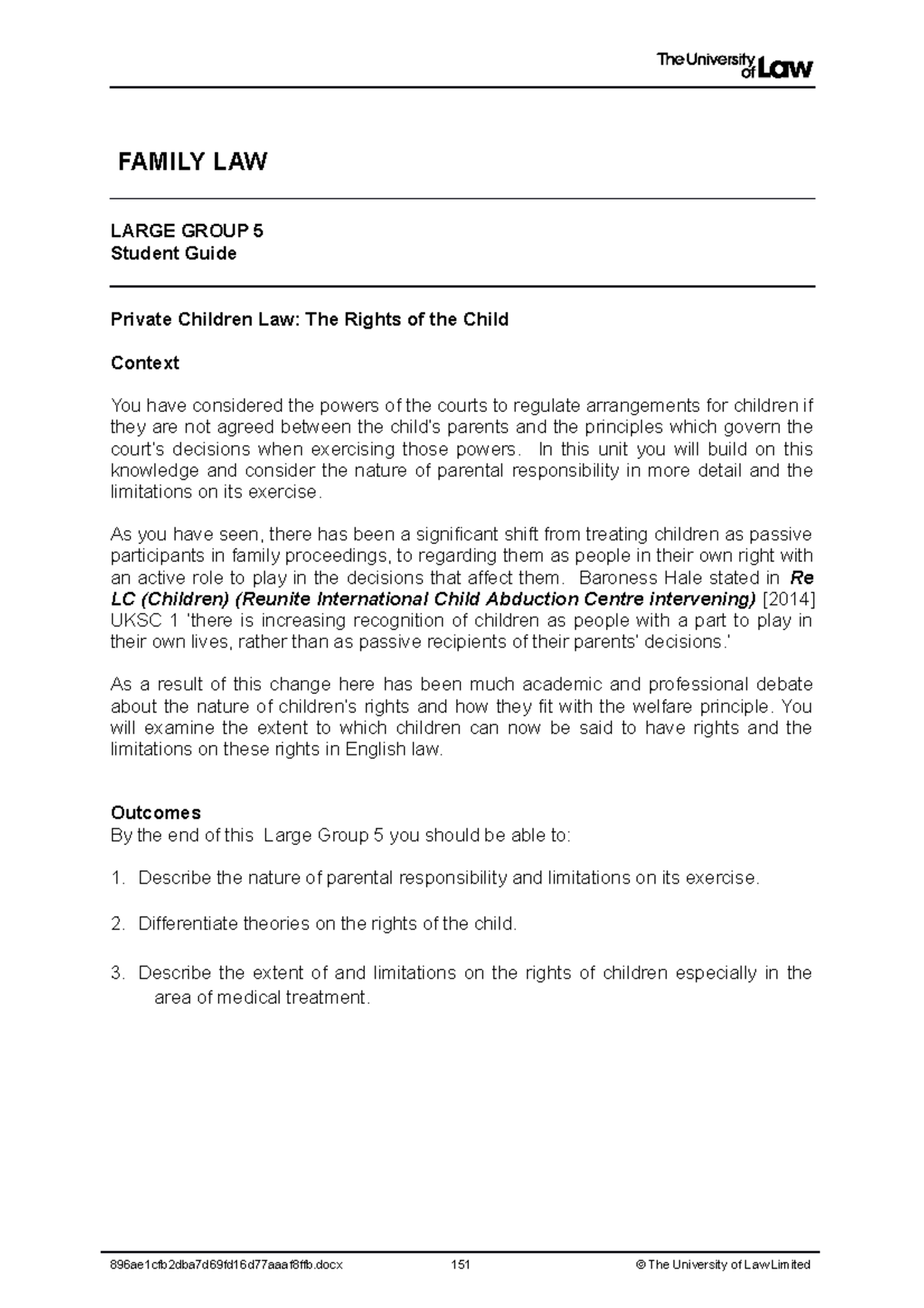 Large group 5 - llb family law - FAMILY LAW LARGE GROUP 5 Student Guide ...