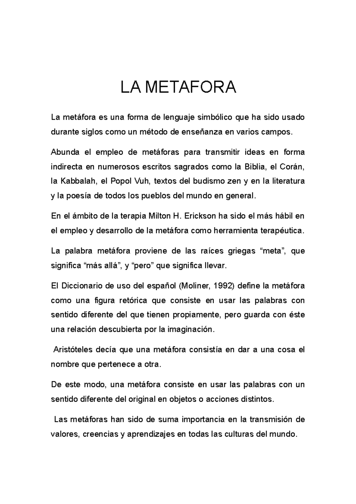 LA Metafora - wsxwsxwsxwsxwsxwsxwsxwsfce - LA METAFORA La metáfora es ...