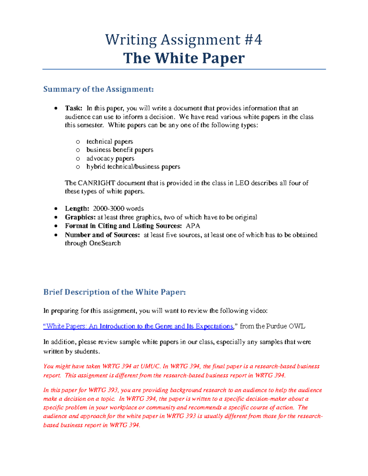 WRTG393 WA4 WP 2018 - unk - Writing Assignment The White Paper Summary ...