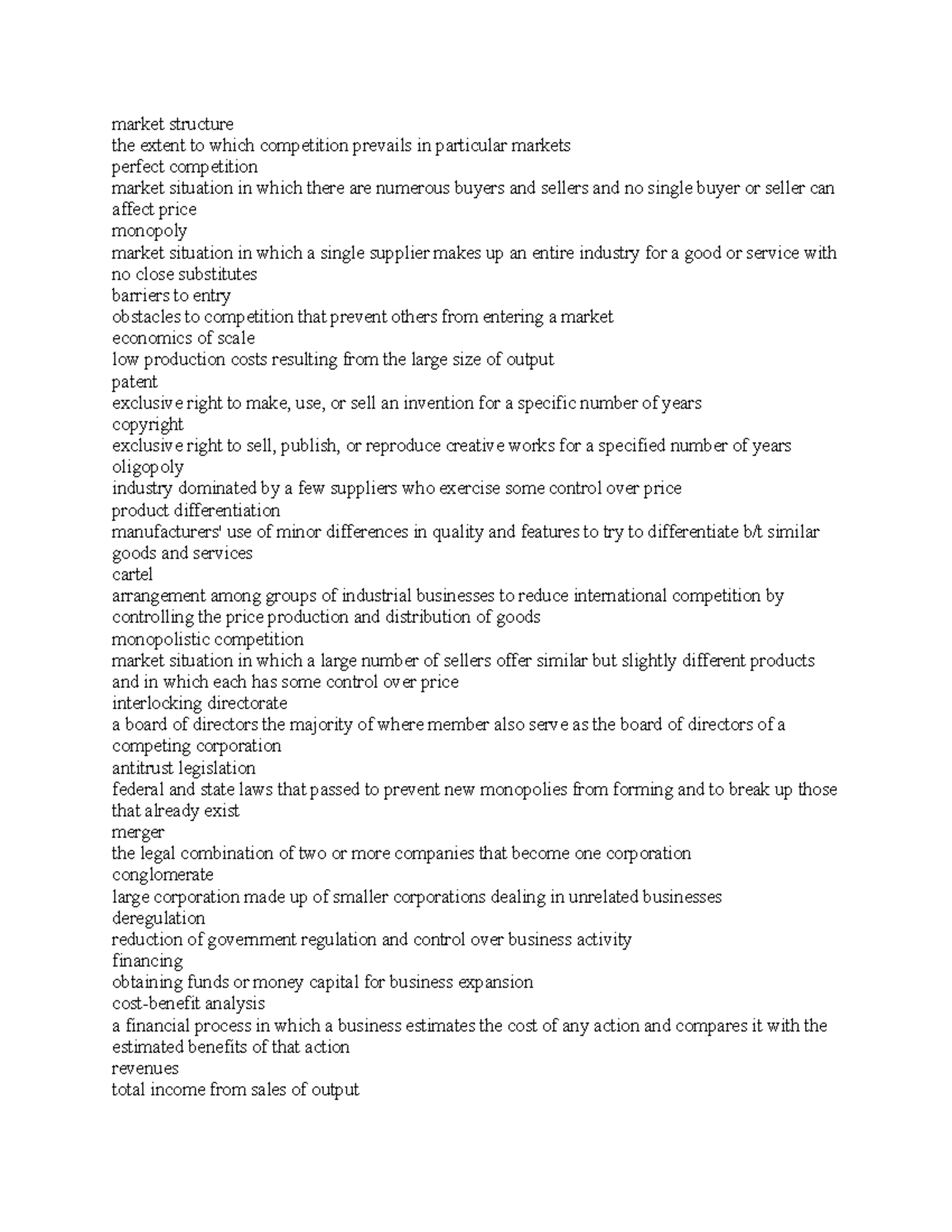Econ 3 - Notes and Study Guide - market structure the extent to which ...