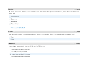 CJ315- 6-3 Quiz Module Six Quiz - CJ-315-T2591 Victimology 6-3 Quiz ...