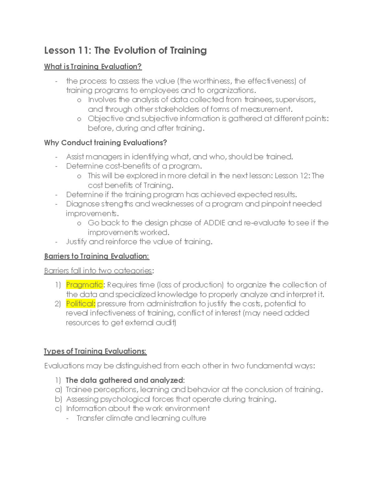 The Evolution of Training Evaluation: Importance Barriers and Types ...