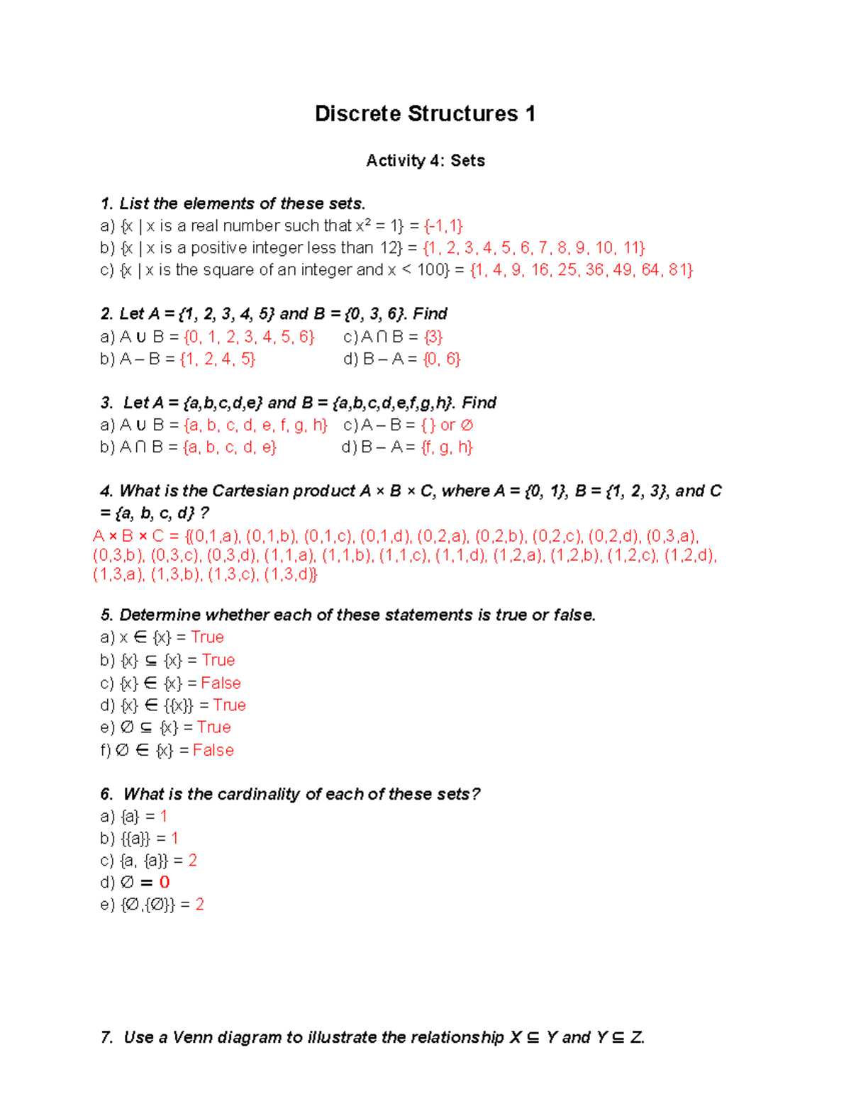 Activity 4 - Discrete Structures Materials for the Second Semester of ...