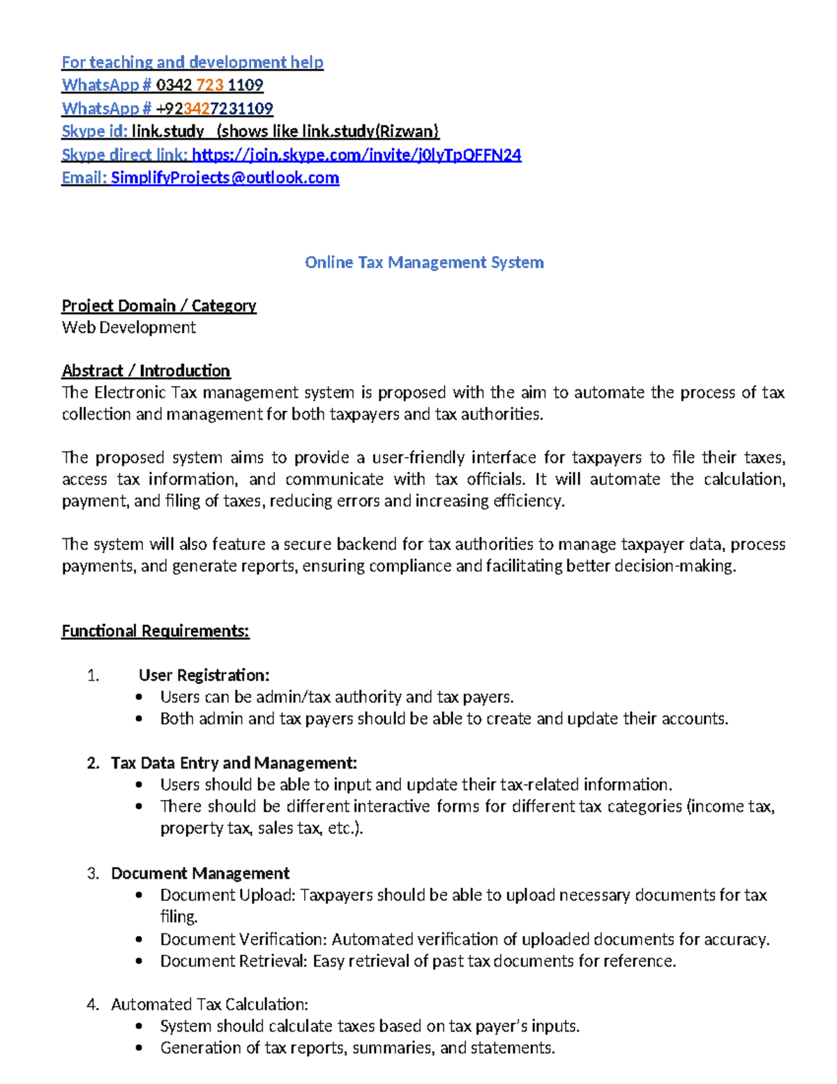 Online Tax Management System - For teaching and development help ...