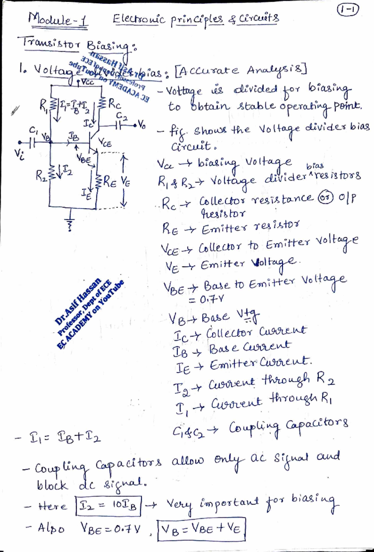 EPC Module 1 - 1 Electronic principles circuits Transistor 1. Dr ...