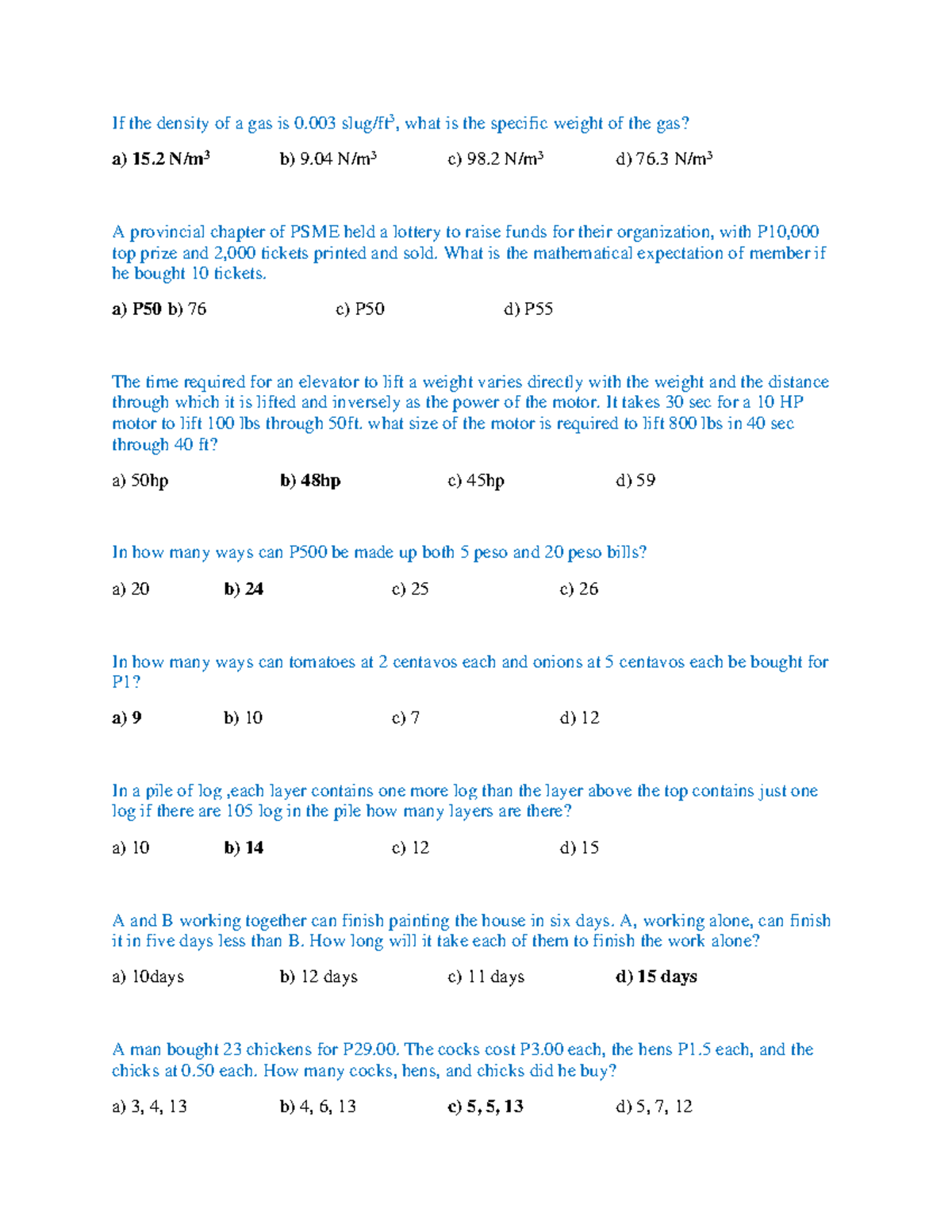 1st Coaching Type - Lectures - If the density of a gas is 0 slug/ft 3 ...