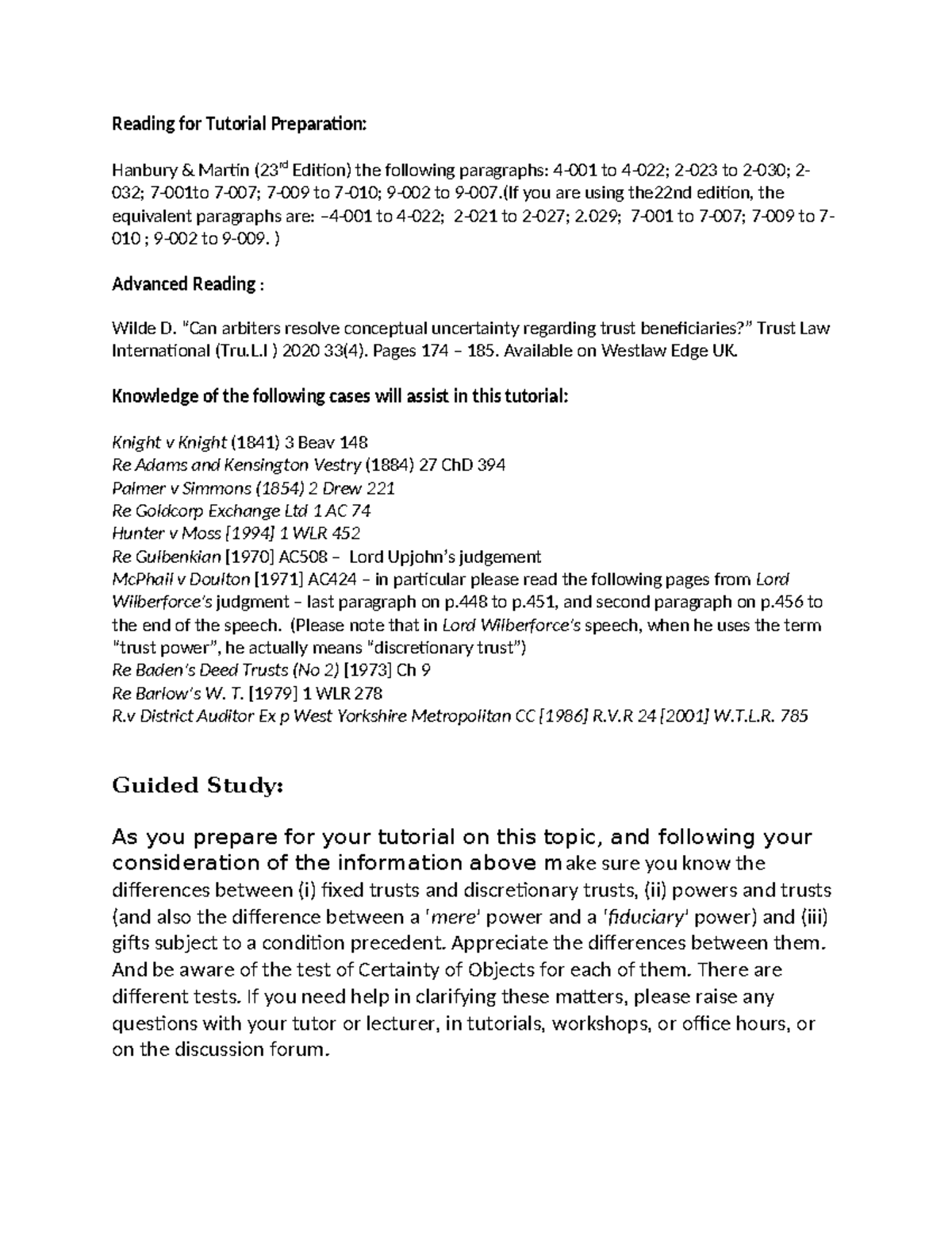 Tutorial 2 - Reading for Tutorial Preparation: Hanbury & Martin (23rd ...