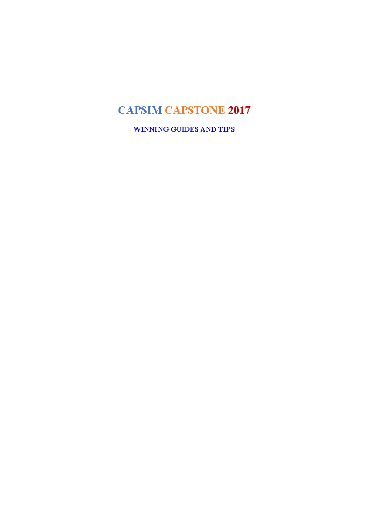 CapSim CapStone 2017 - Winning Guides and Tips V3 - CAPSIM CAPSTONE ...