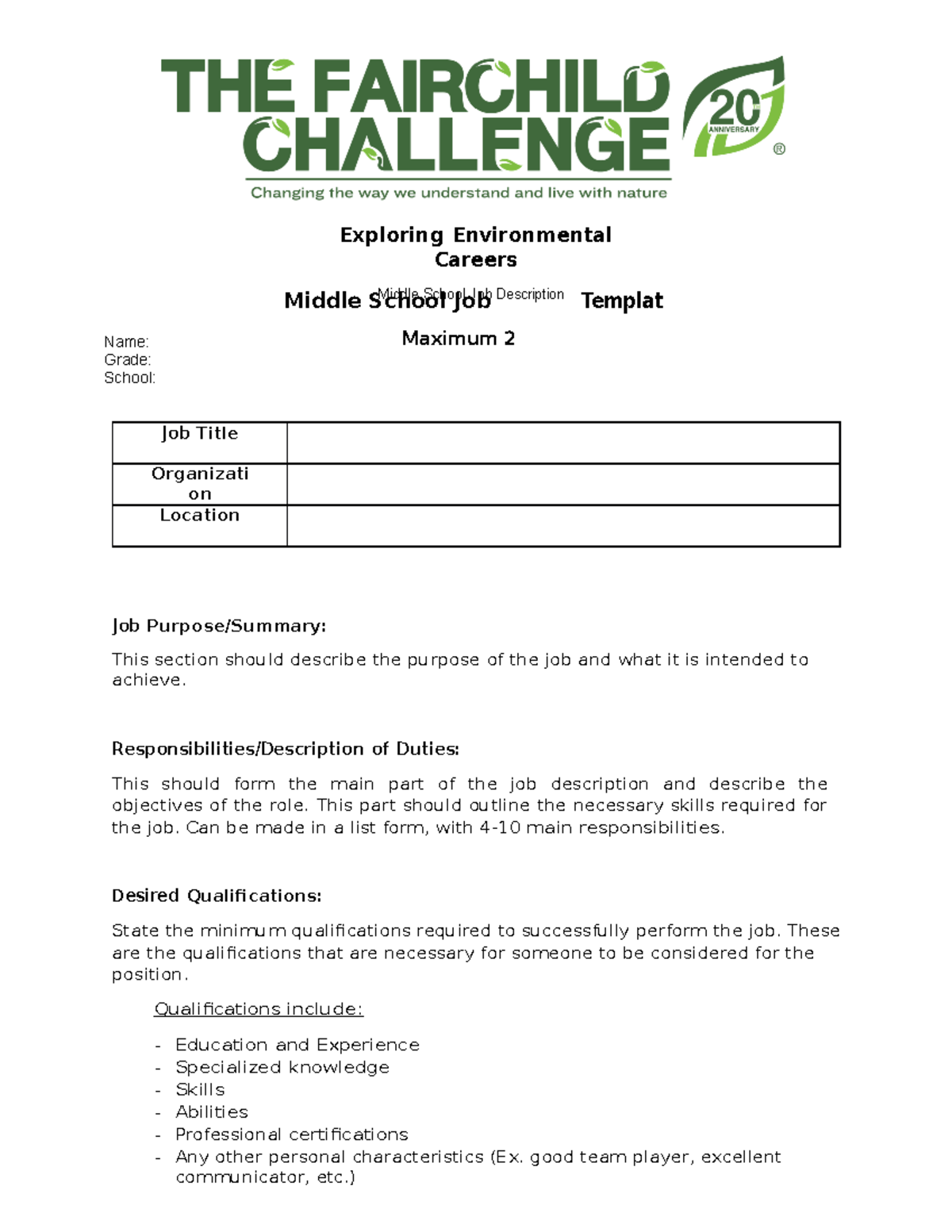 Job Discription Challenge 5 Exploring Environmental Careers Middle job-discription-challenge-5-exploring-environmental-careers-middle