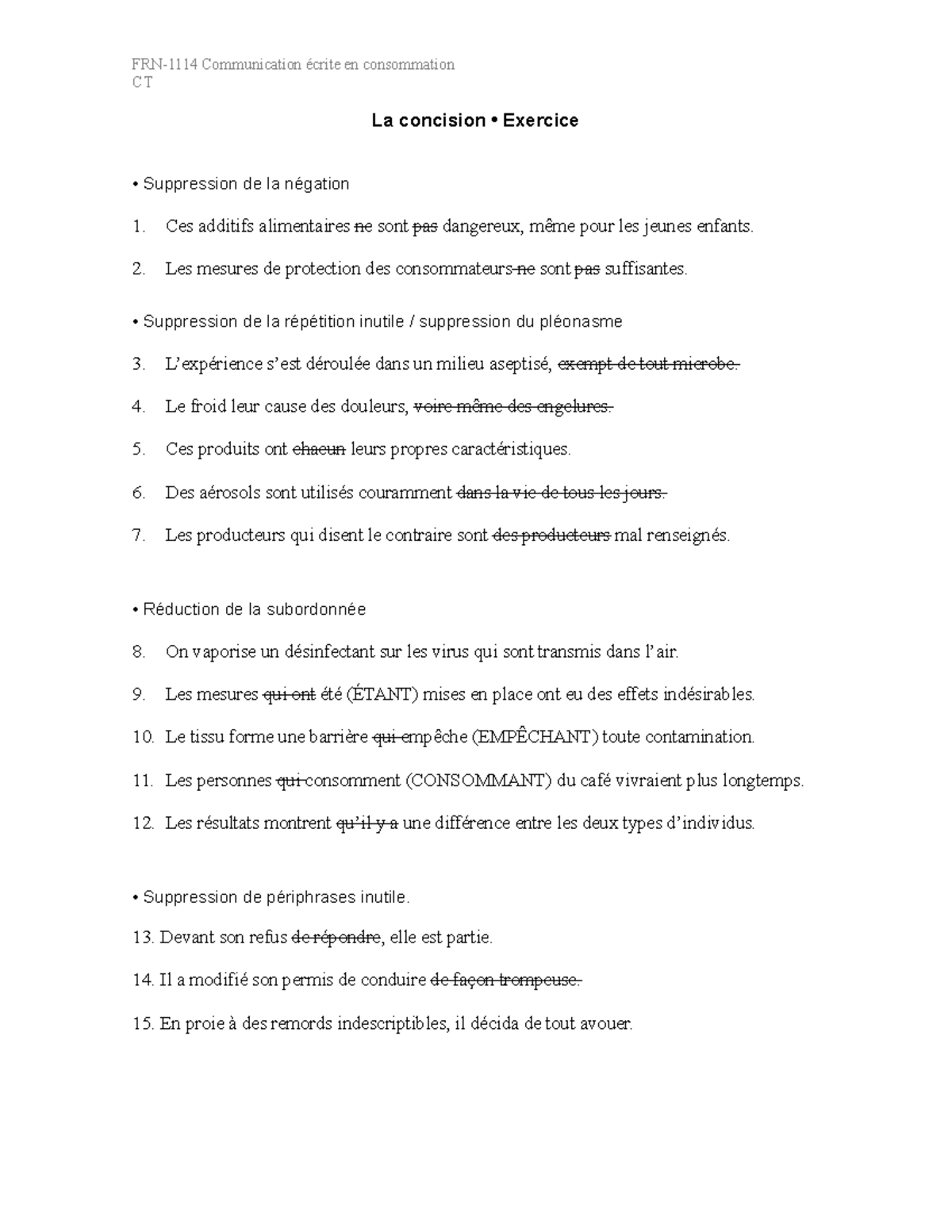 Exercice consision Carole REVU - FRN-1114 Communication écrite en ...